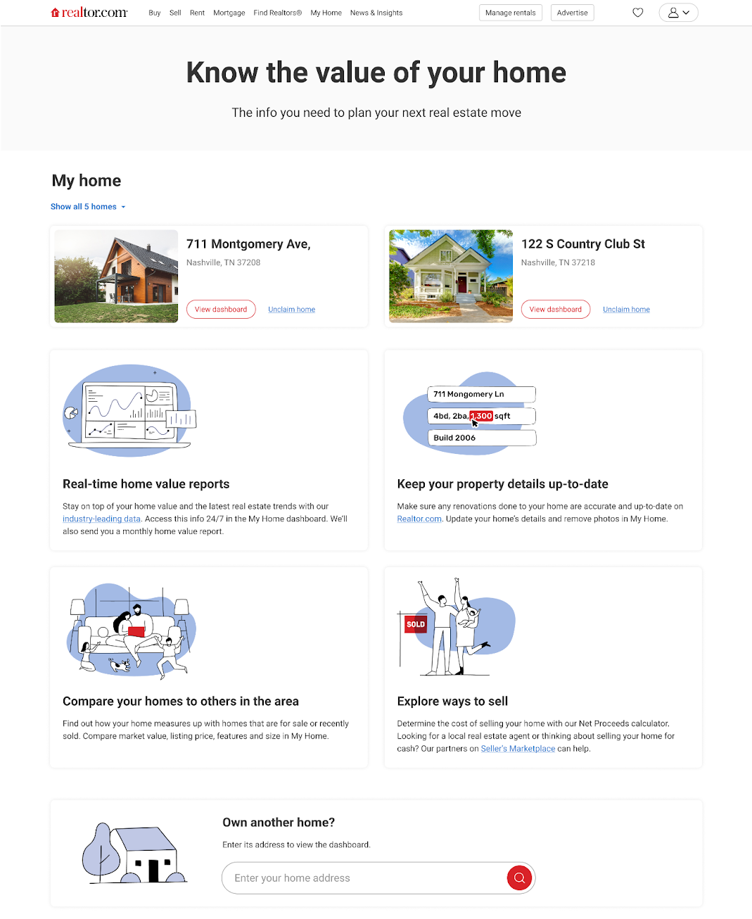Keep Track of Multiple Homes on Your My Home Dashboard - Homemade